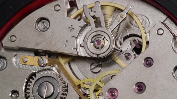 4K - Timelapse of a Clock Mechanism. Inside of Clockwork, Stock Footage