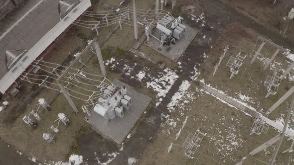 Aerial View Electric Substations Outside The City, Stock Footage ...