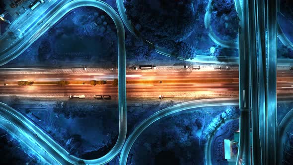 4K : Aerial hyperlapse drone shot of fast moving Highway road., Stock ...