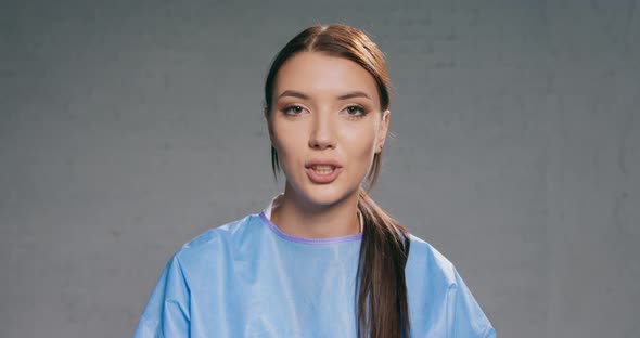 Young Female Doctor Blogger Vlogger Influencer Sit at Studio Speaking ...