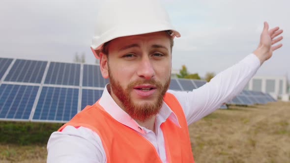 Modern Solar Panels Farm Good Looking Engineer, Stock Footage | VideoHive