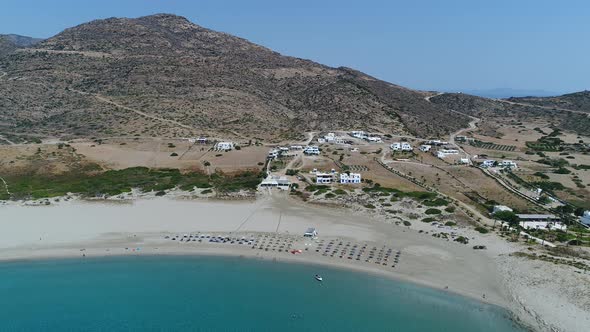 Magganari beach on the island of Ios in the Cyclades in Greece seen ...