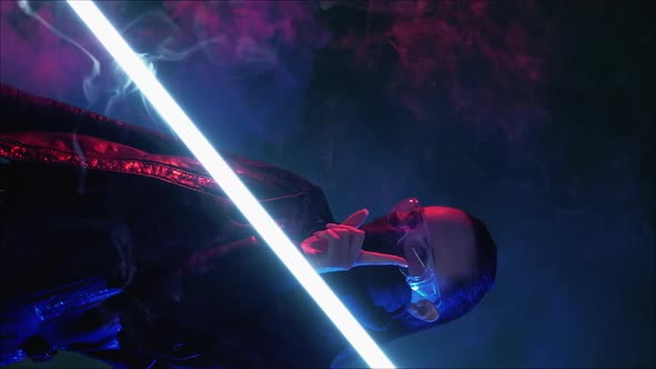 Cyberpunk Spy Future Secret Neon Light Woman Shush, Stock Footage ...