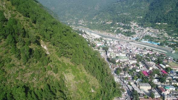 City of Uttarkashi in the state of Uttarakhand in India seen from the ...