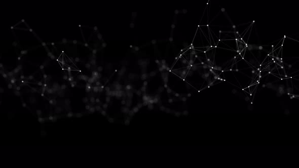 Abstract background of a white plexus figure on a black background ...