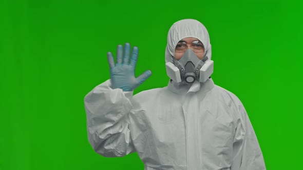 Man or Scientist Greeting Someone Waving Hand, Stock Footage | VideoHive