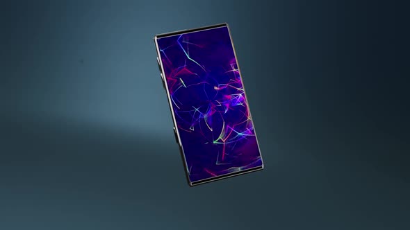 Silver Mobile Phone 3d Animation With Blue Background, Motion Graphics
