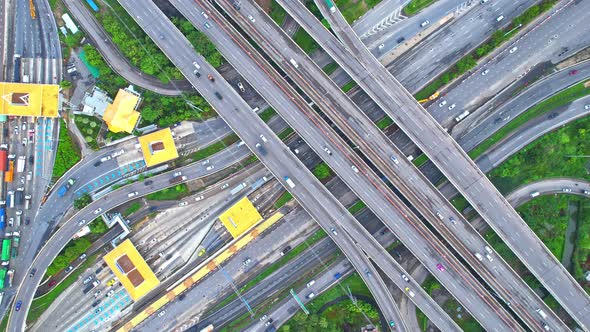 4K : Top view of Highway road junctions., Stock Footage | VideoHive