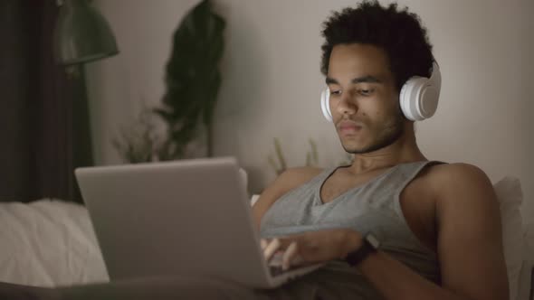 Black Man Using Computer at Night, Stock Footage | VideoHive