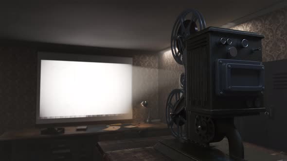 Vintage projector on the dark background. A retro device using old ...