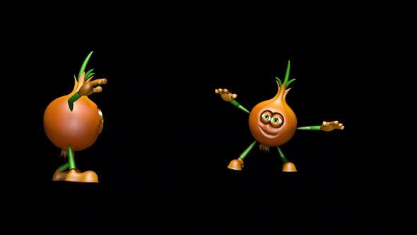 Fun Onions Looped Dance with Alpha Channel and Shadow, Motion Graphics