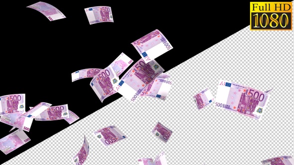 Falling Money Euro On Alpha Channel Loops V1, Motion Graphics | VideoHive