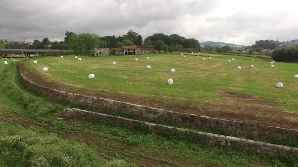 Haystacks are Wrapped in Plastic Close Up, Stock Footage | VideoHive