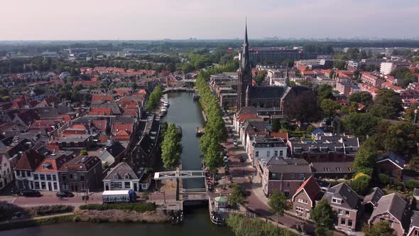City Weesp in Holland with church aerial, Stock Footage | VideoHive