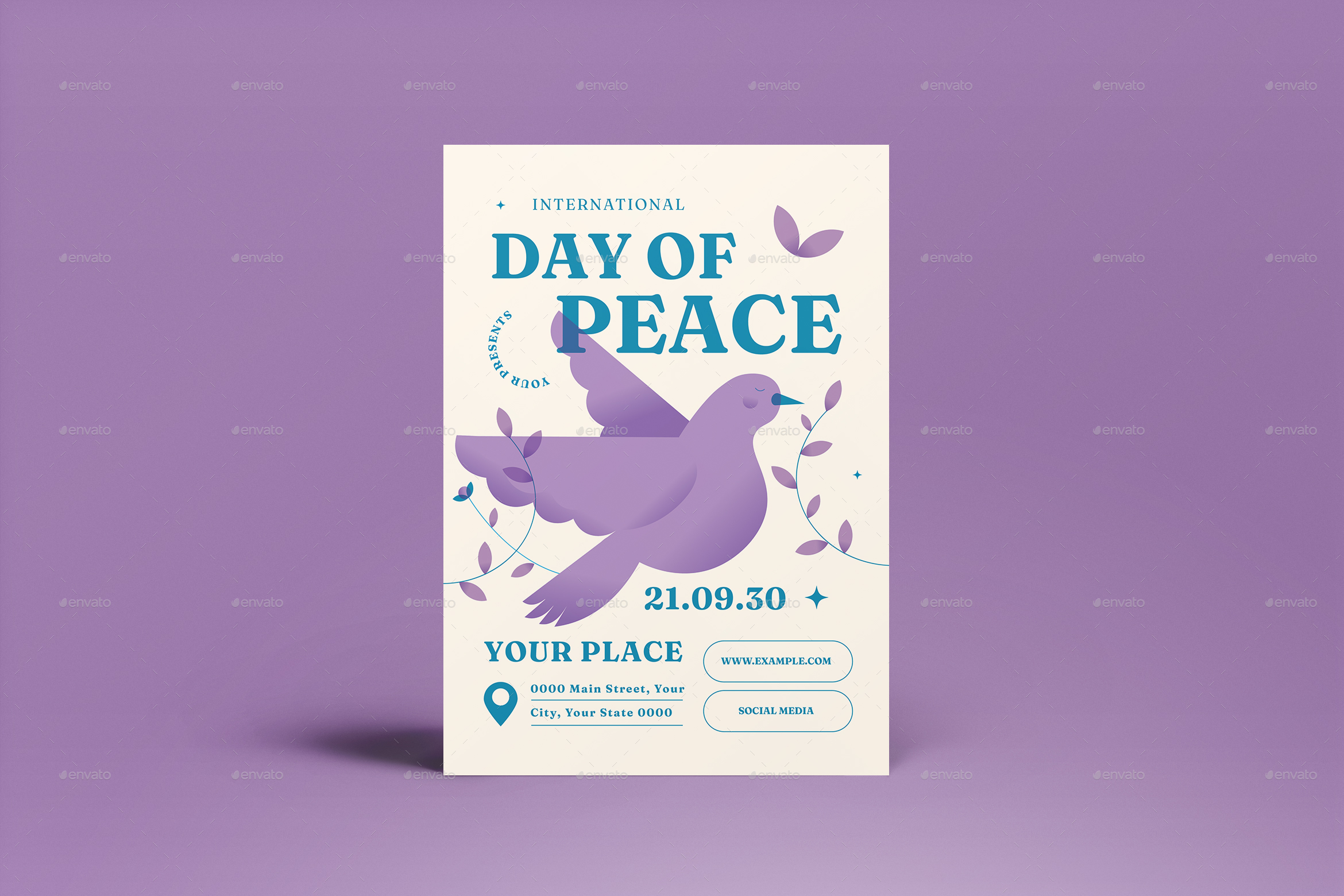 Purple Gradient Flat Design International Day of Peace Flyer, Print ...