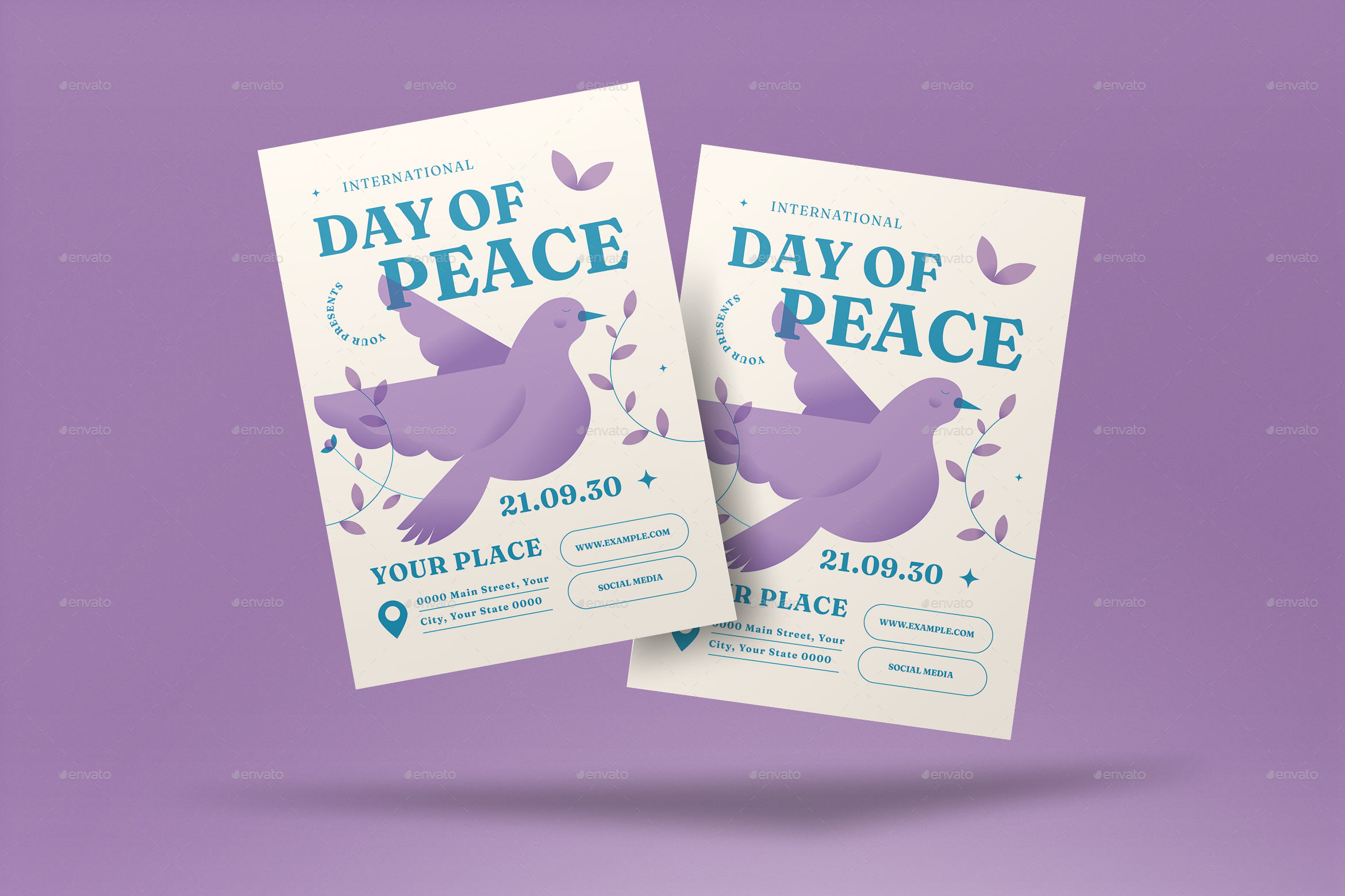 Purple Gradient Flat Design International Day of Peace Flyer, Print ...