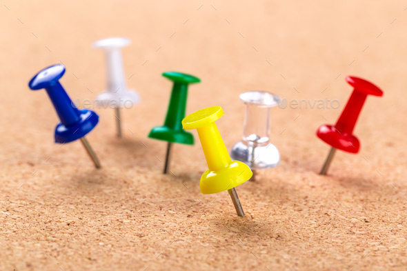 Pin board texture for background and colorful pins Stock Photo by ...