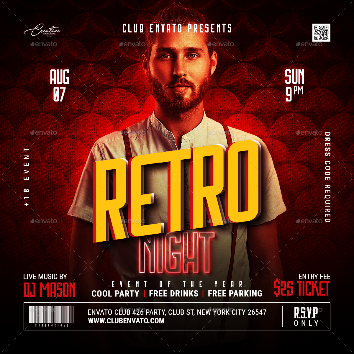 Retro Night Party Flyer, Print Templates | GraphicRiver