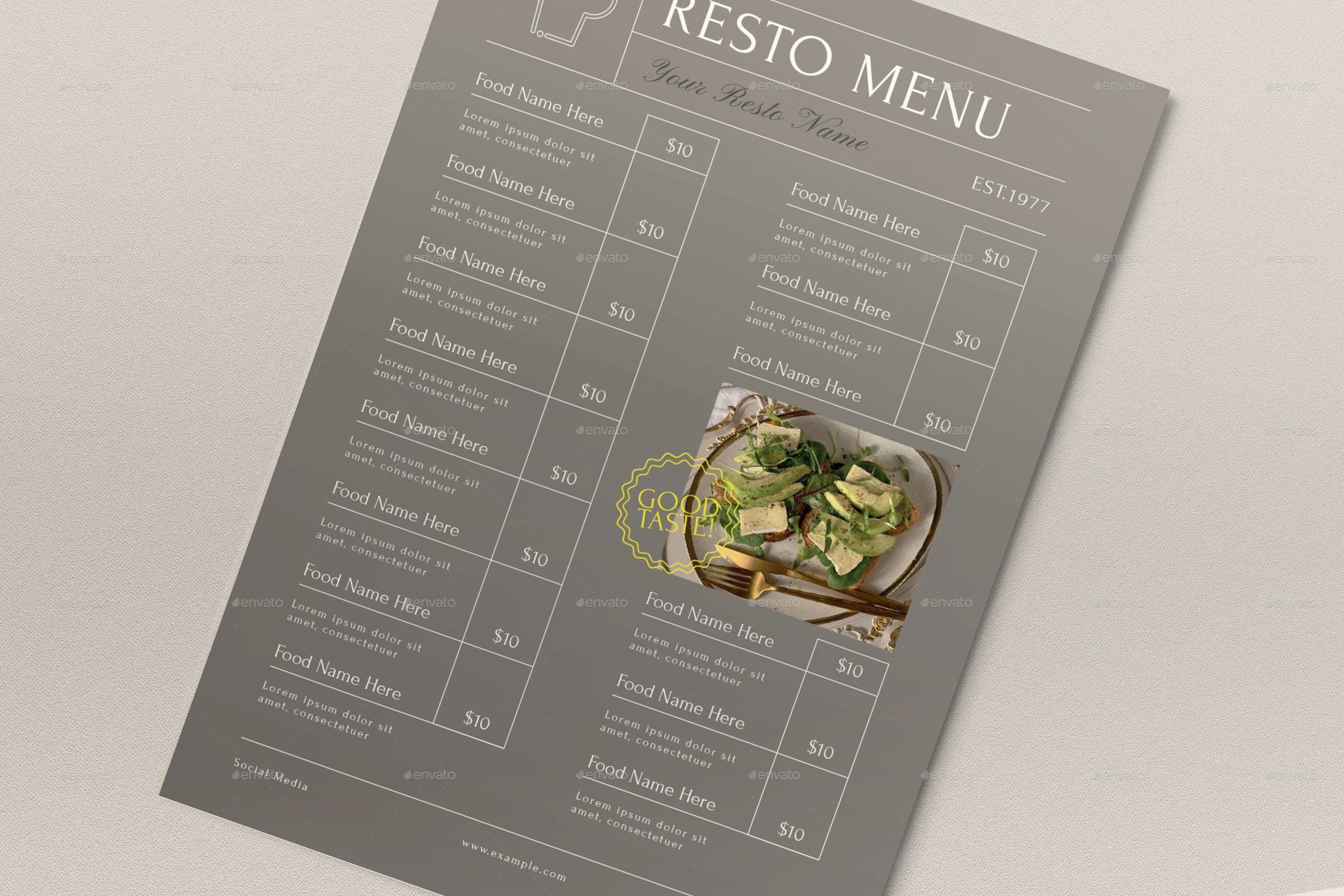 Grey Modern Design Food Menu, Print Templates | GraphicRiver