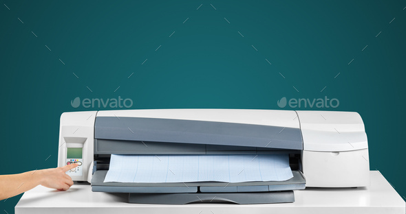 Printer, copier, scanner. Office table Stock Photo by FabrikaPhoto