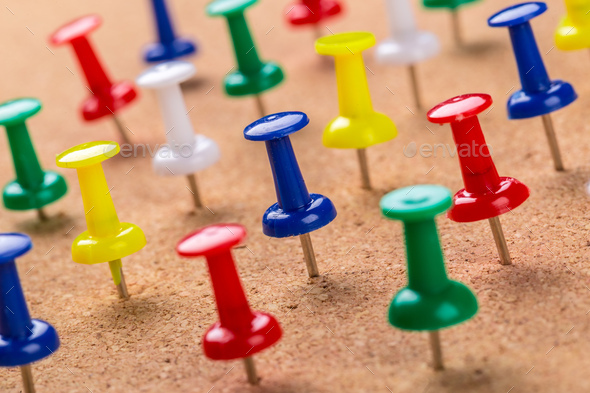 Pin board texture for background and colorful pins Stock Photo by ...