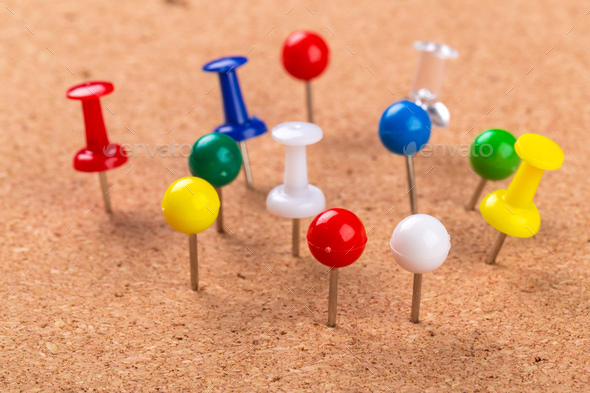 Pin board texture for background and colorful pins Stock Photo by ...