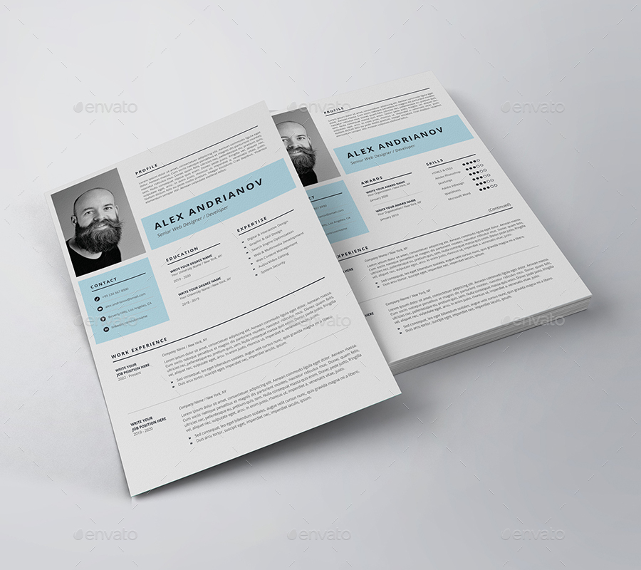 Resume/CV (2 Page), Print Templates | GraphicRiver