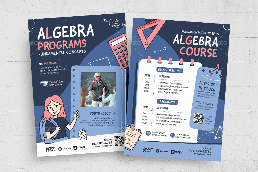 Algebra Math Education Flyer Template, Print Templates | GraphicRiver
