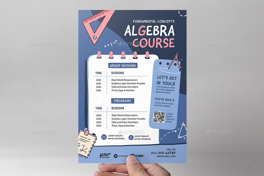 Algebra Math Education Flyer Template, Print Templates | GraphicRiver