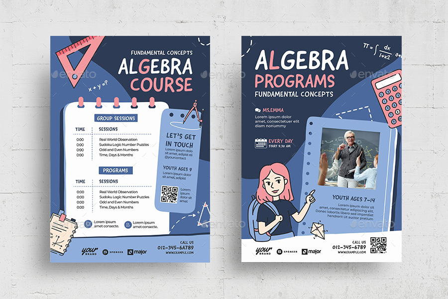 Algebra Math Education Flyer Template, Print Templates | GraphicRiver