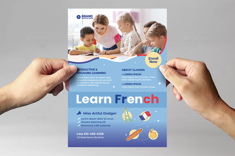 French Language Class Flyer Template, Print Templates | GraphicRiver