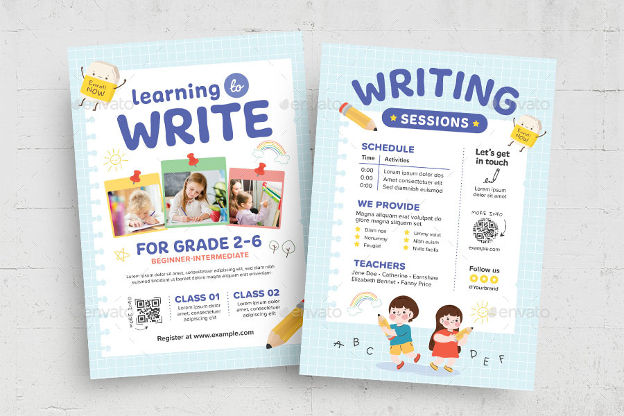 Children Writing Education Flyer, Print Templates | GraphicRiver