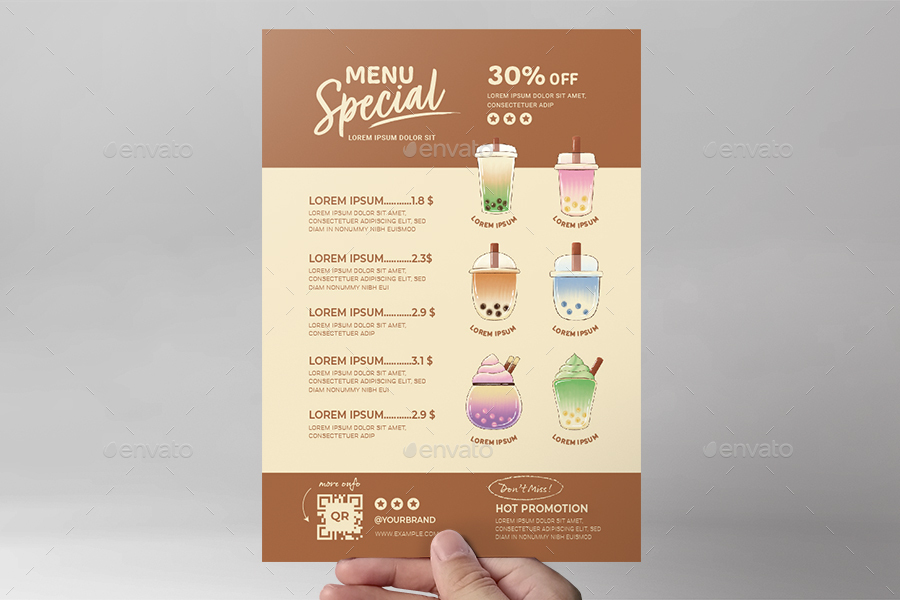 Bubble Tea Menu Template, Print Templates | GraphicRiver