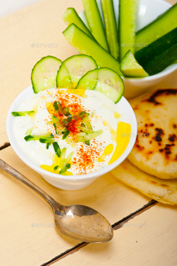 Arab middle east goat yogurt and cucumber salad Stock Photo by keko64