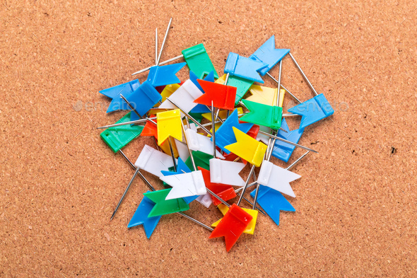 Pin board texture for background and colorful pins Stock Photo by ...