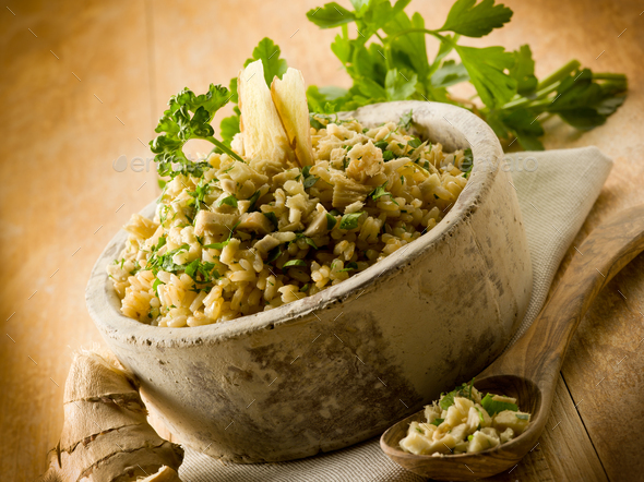 risotto with ginger and parsley, healthy food Stock Photo by MarcoMayer