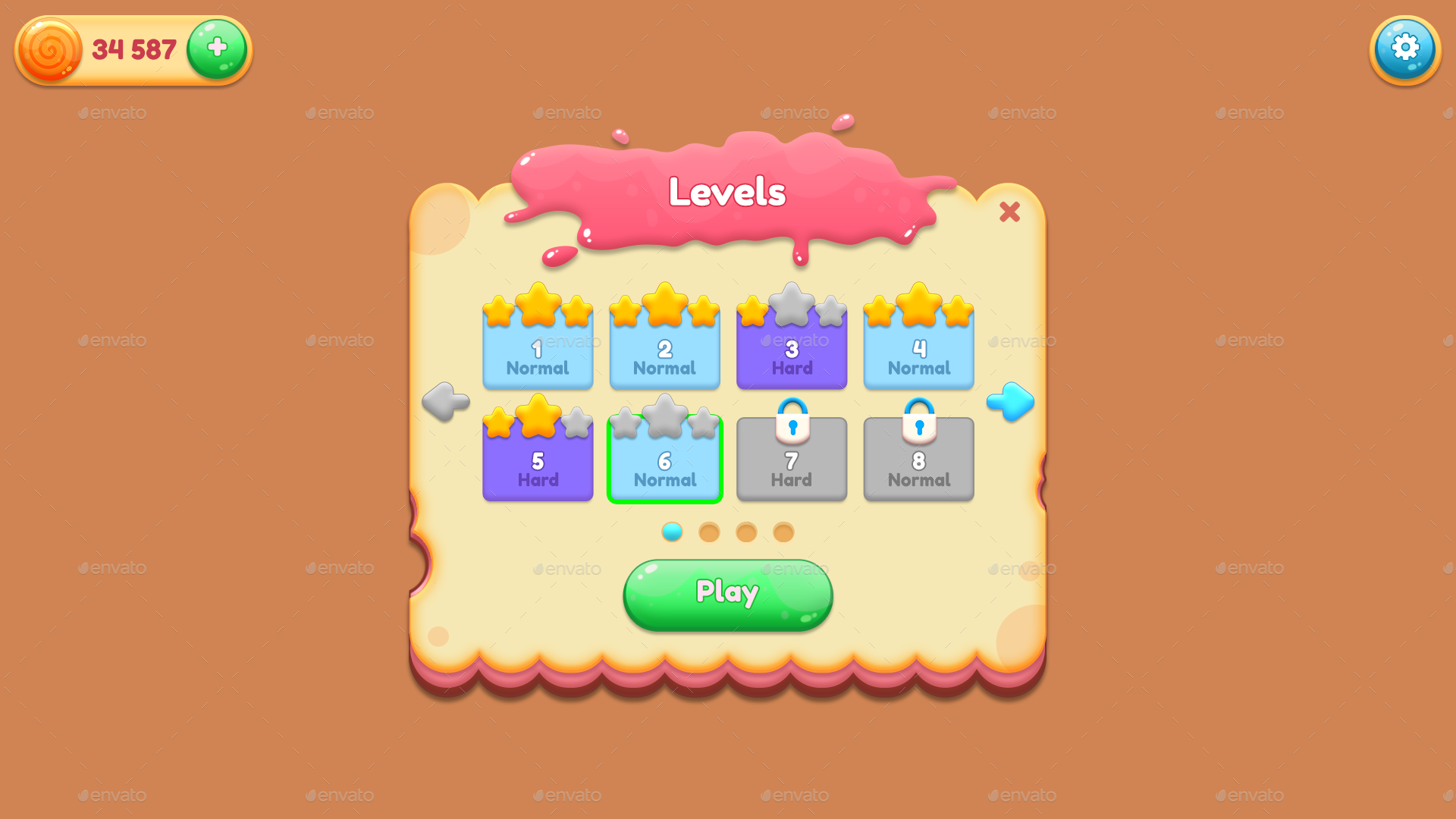 Cake Game UI pack, Game Assets | GraphicRiver