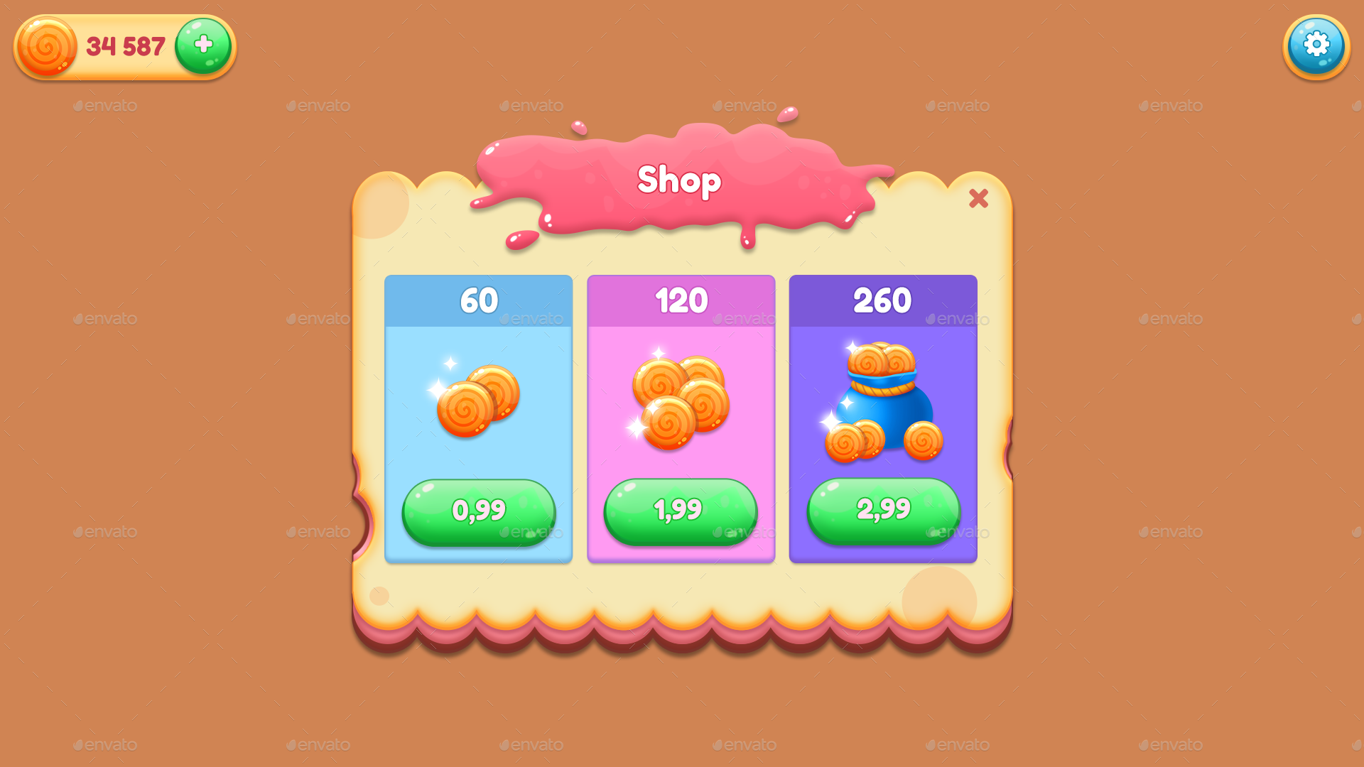 Cake Game UI pack, Game Assets | GraphicRiver