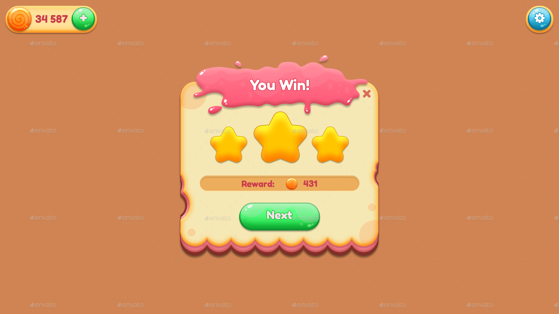 Cake Game UI pack, Game Assets | GraphicRiver