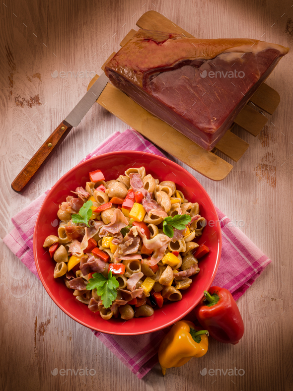 pasta with capsicum and parma ham Stock Photo by MarcoMayer | PhotoDune
