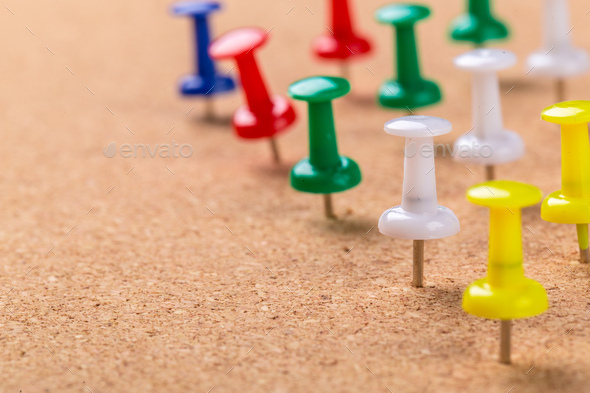 Pin board texture for background and colorful pins Stock Photo by ...