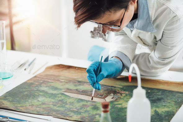 Restoring Old Oil Painting Stock Photo by microgen | PhotoDune