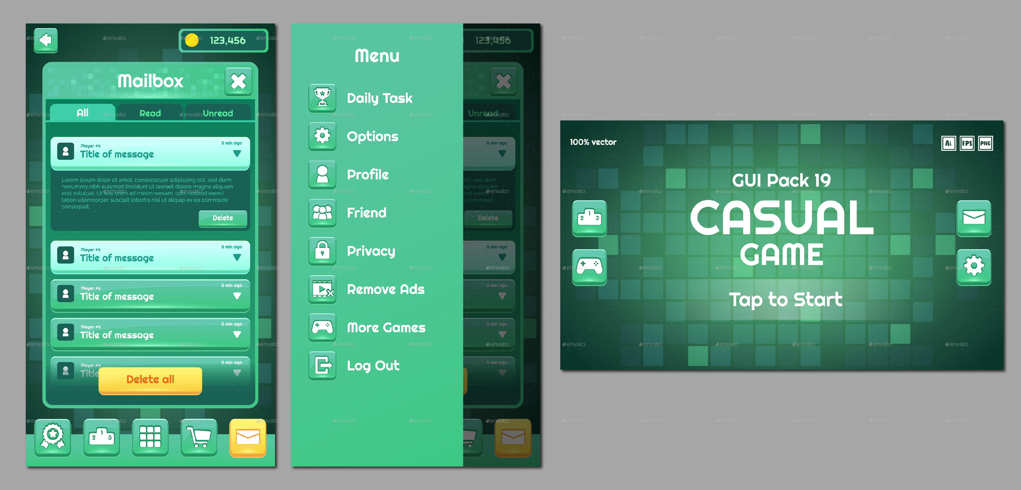 Casual Game GUI Pack 19, Game Assets | GraphicRiver