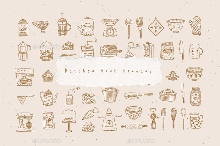 Kitchen Hand Drawing, Vectors | GraphicRiver