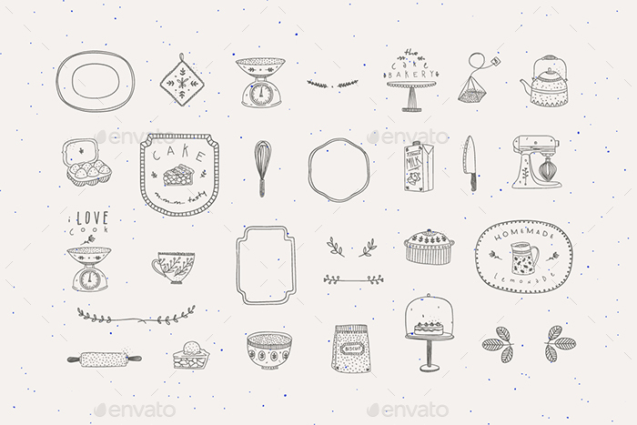 Kitchen Hand Drawing, Vectors | GraphicRiver