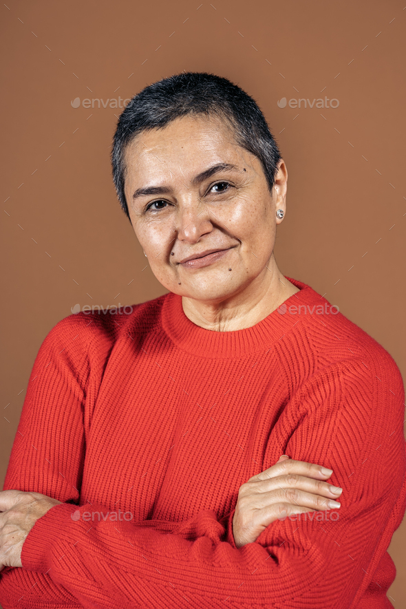 Happy Boomer Woman in Studio Shot Stock Photo by nunezimage | PhotoDune
