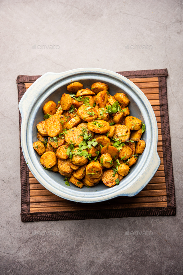 Stir fried taro roots. Arbi ki sabji, ghuiya masala curry Sabzi or arvi ...