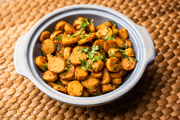 Stir fried taro roots. Arbi ki sabji, ghuiya masala curry Sabzi or arvi ...