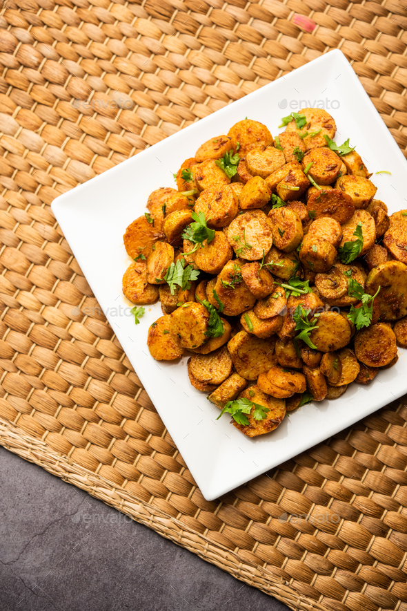 Stir fried taro roots. Arbi ki sabji, ghuiya masala curry Sabzi or arvi ...