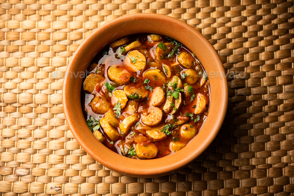 Stir fried taro roots. Arbi ki sabji, ghuiya masala curry Sabzi or arvi ...